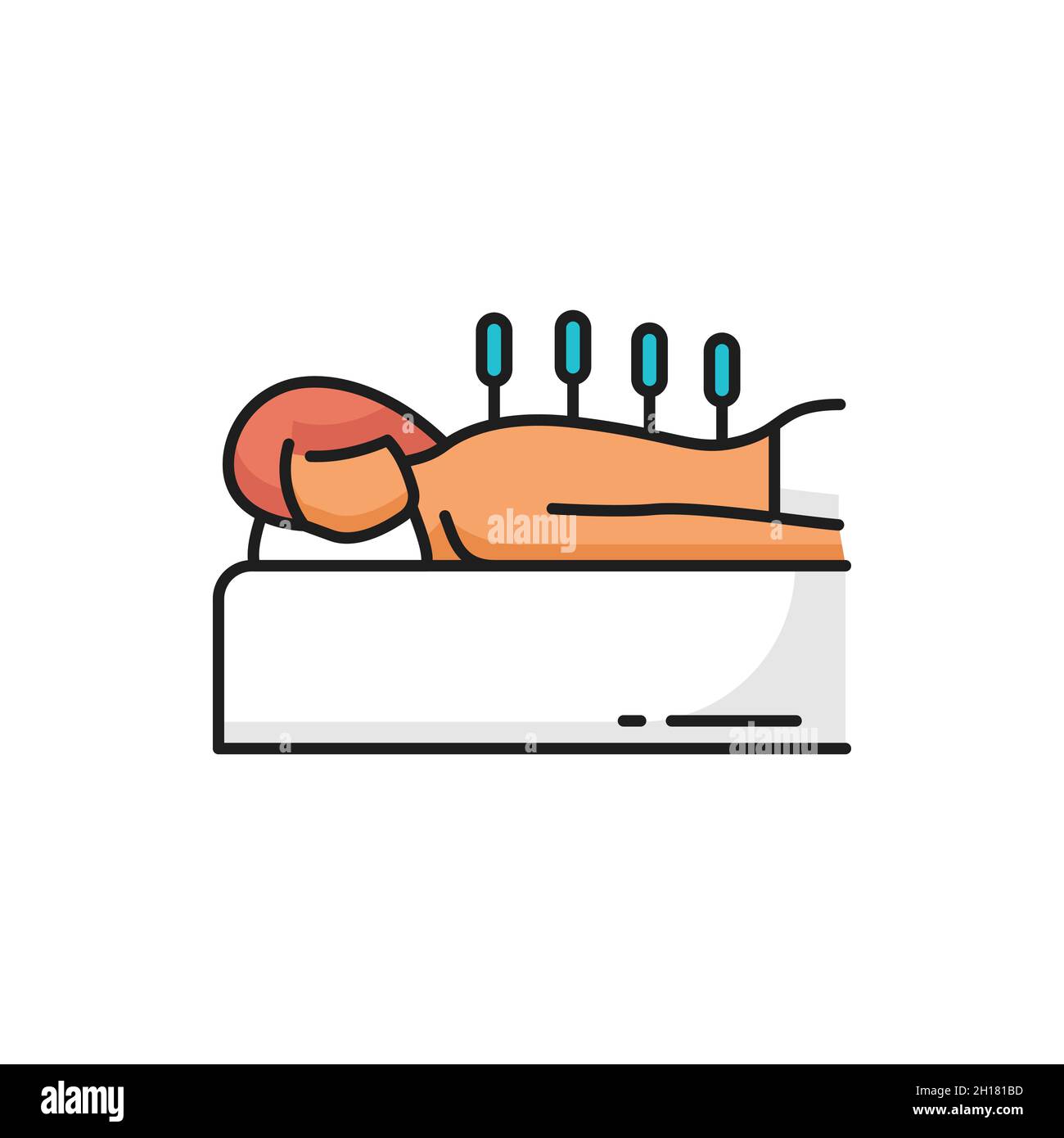 Needles in back, acupuncture integrative medicine isolated color line ...