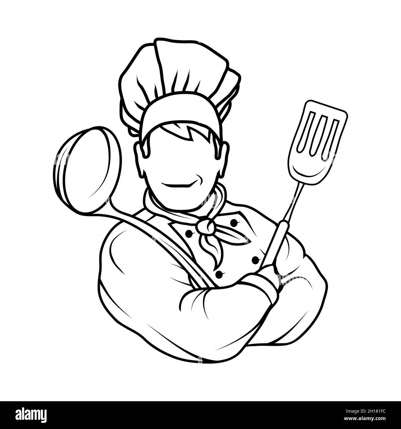 Chef cook standing in a different pose. Chef in uniform. Cook logo ...