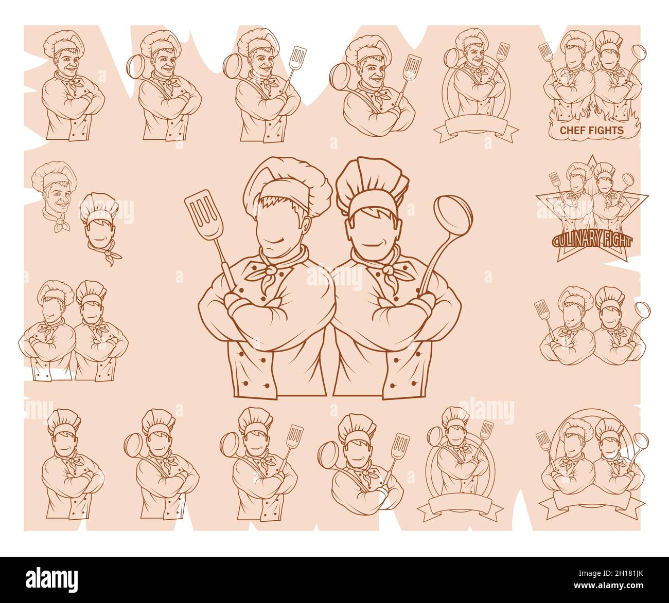 Set of chef cook standing in a different pose. Chef in uniform. Cook ...