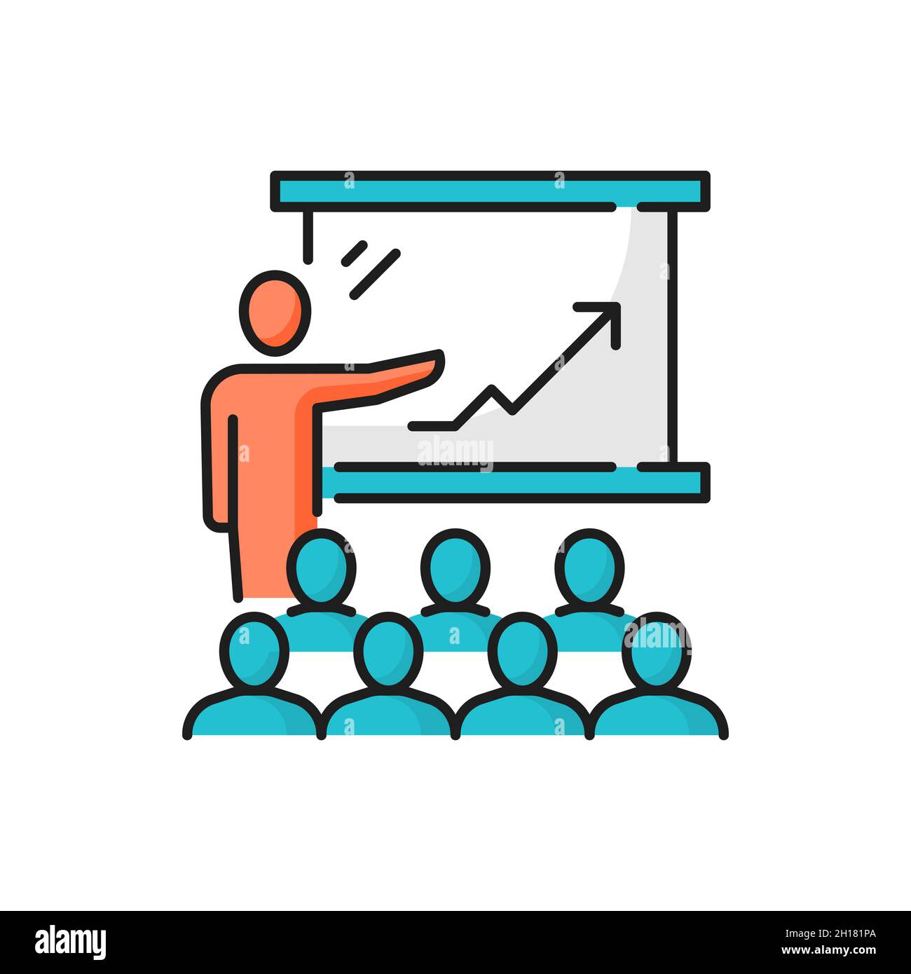 Presenter leader, workers managers brainstorming isolated presentation ...