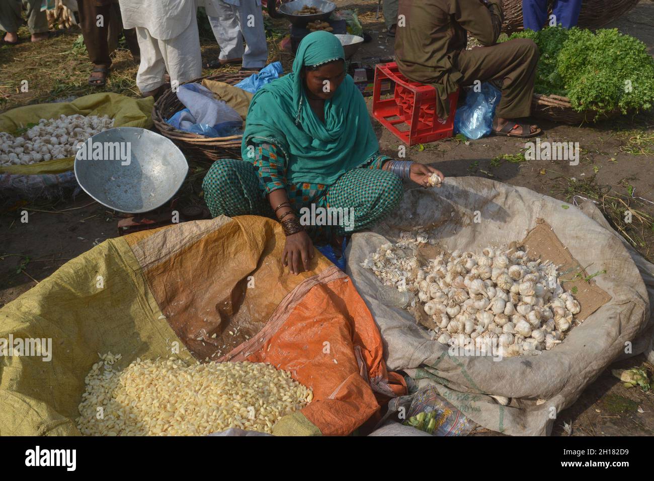 Pakistani Villager women working in Badami Bagh whole sale vegetable ...