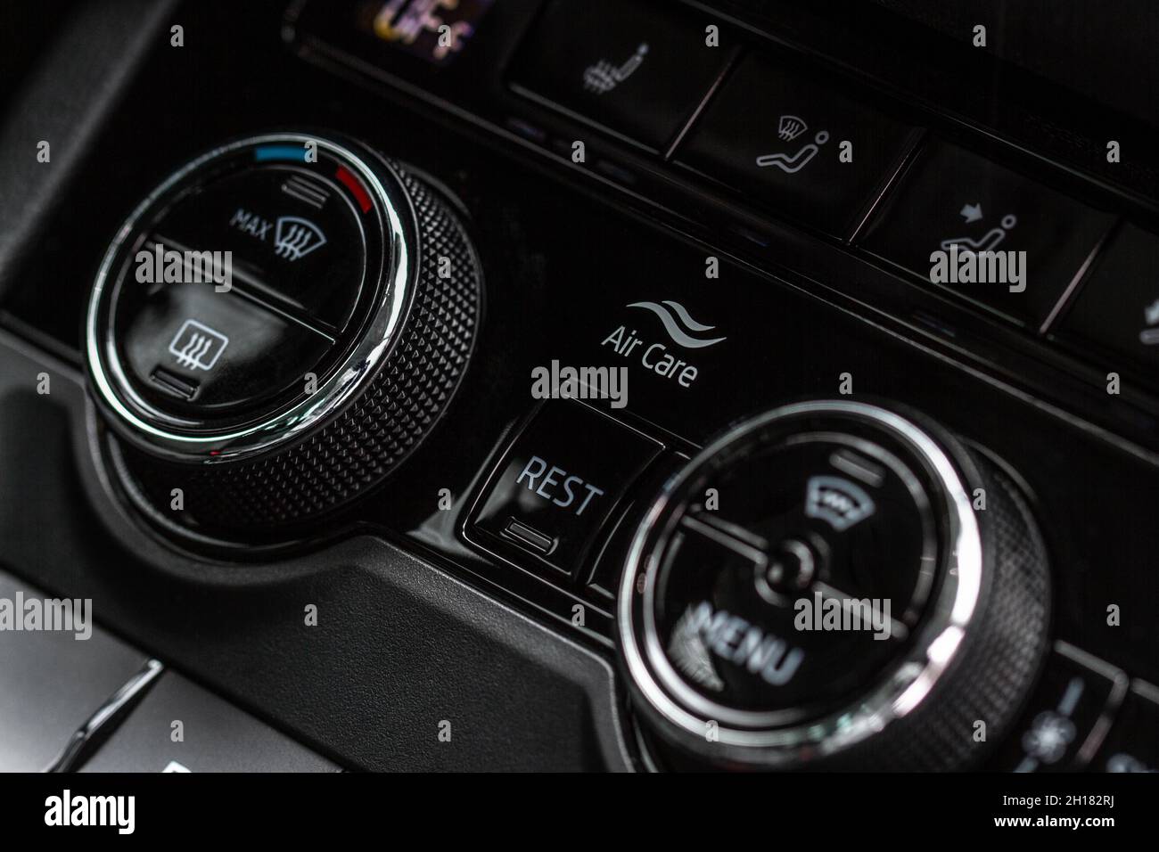 Digital control panel car air conditioner dashboard. Modern car ...