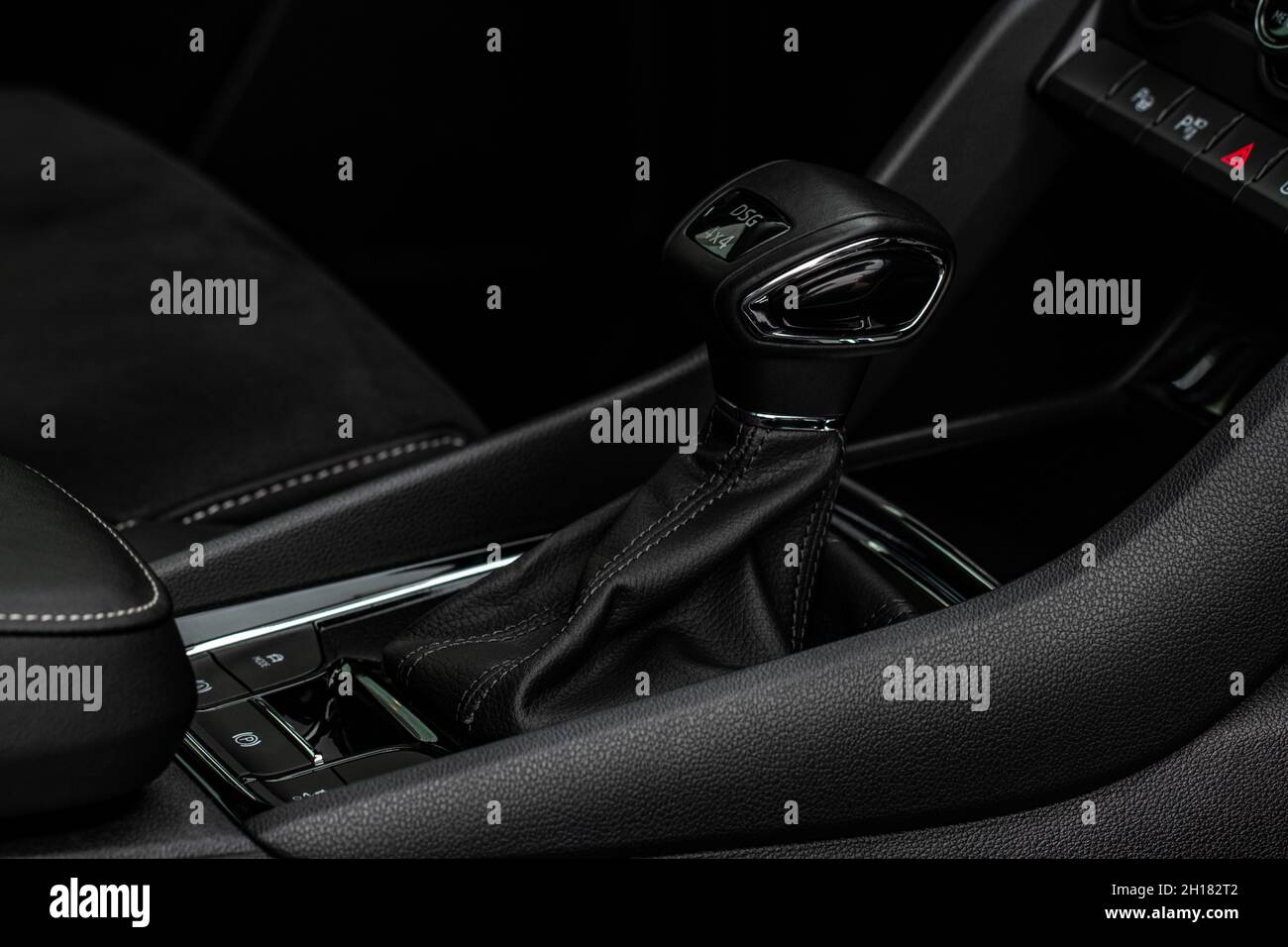 Modern automatic gearbox. Close up of the gearbox transmission handle ...