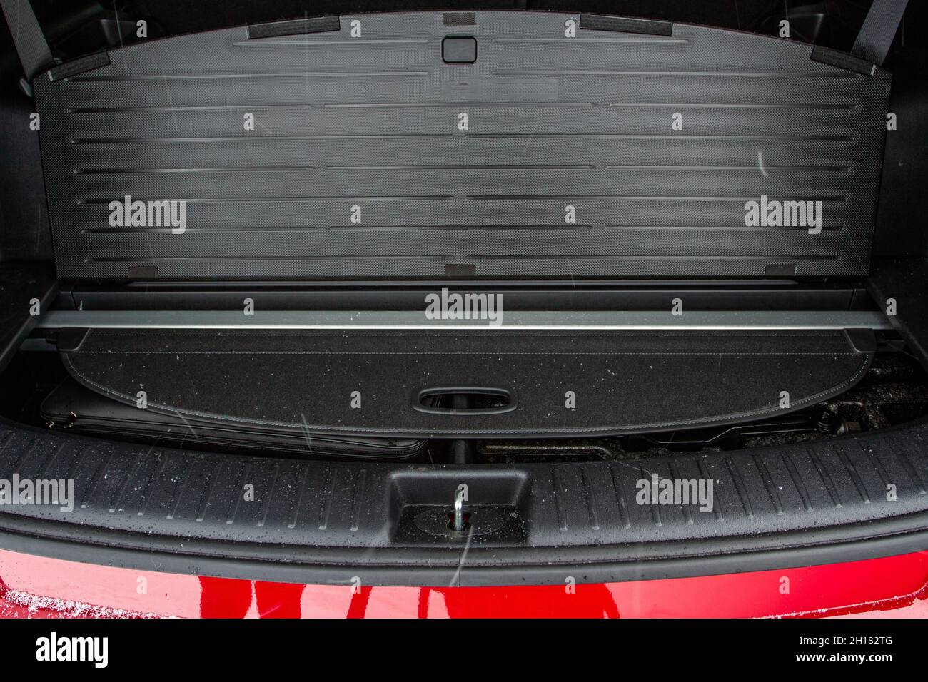 Huge, clean and empty car trunk in interior of a modern compact suv ...