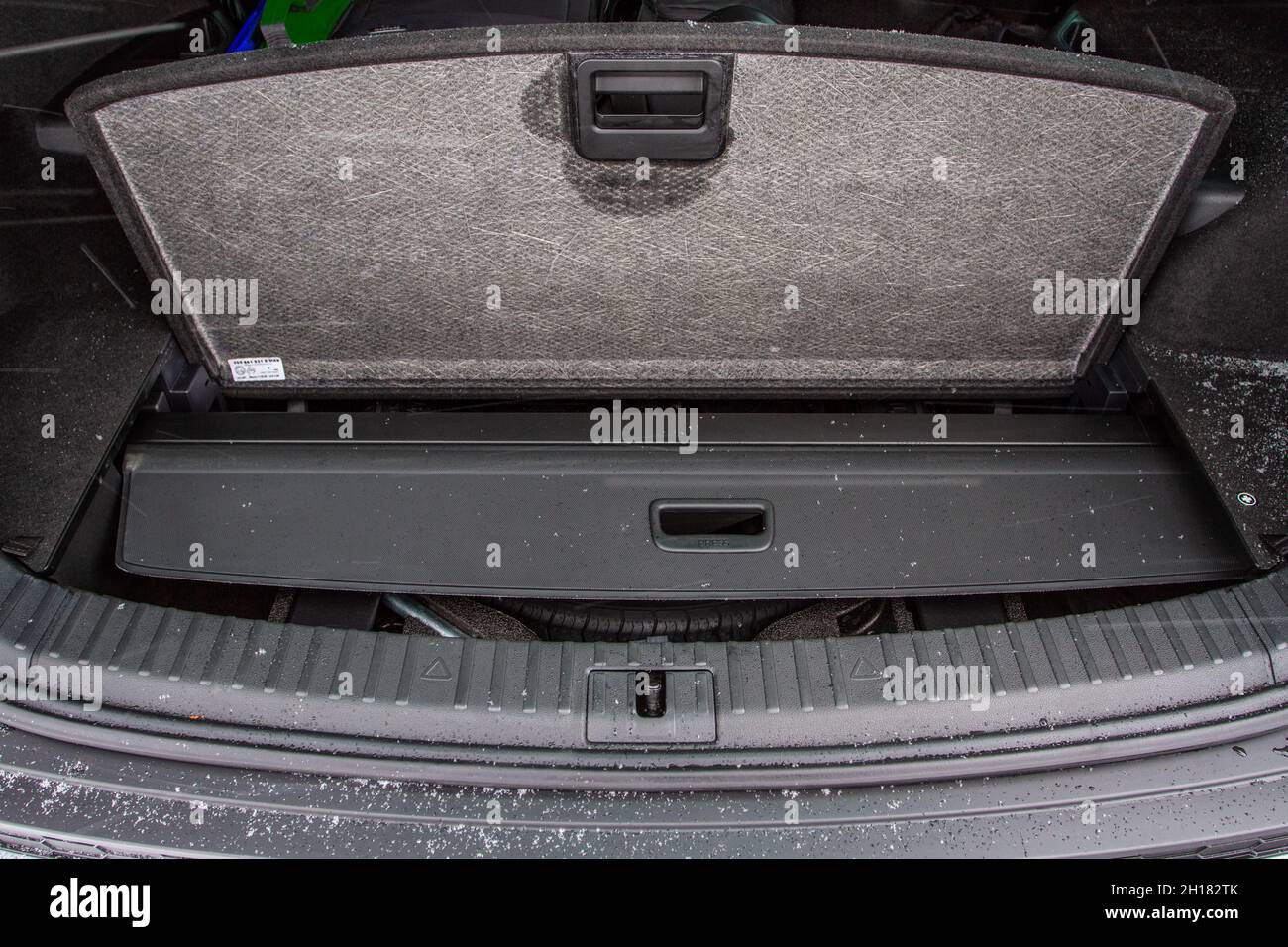 Huge, clean and empty car trunk in interior of a modern compact suv ...