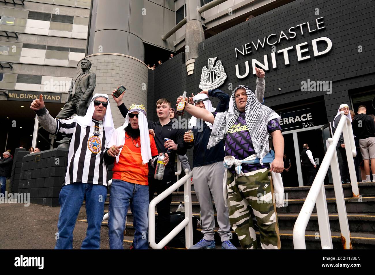 Newcastle United fans outside the stadium ahead of the Premier League ...