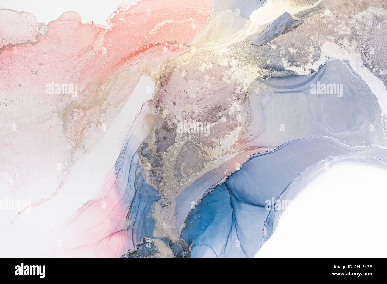 Aabstract fluid art painting in alcohol ink technique, mixture blue ...