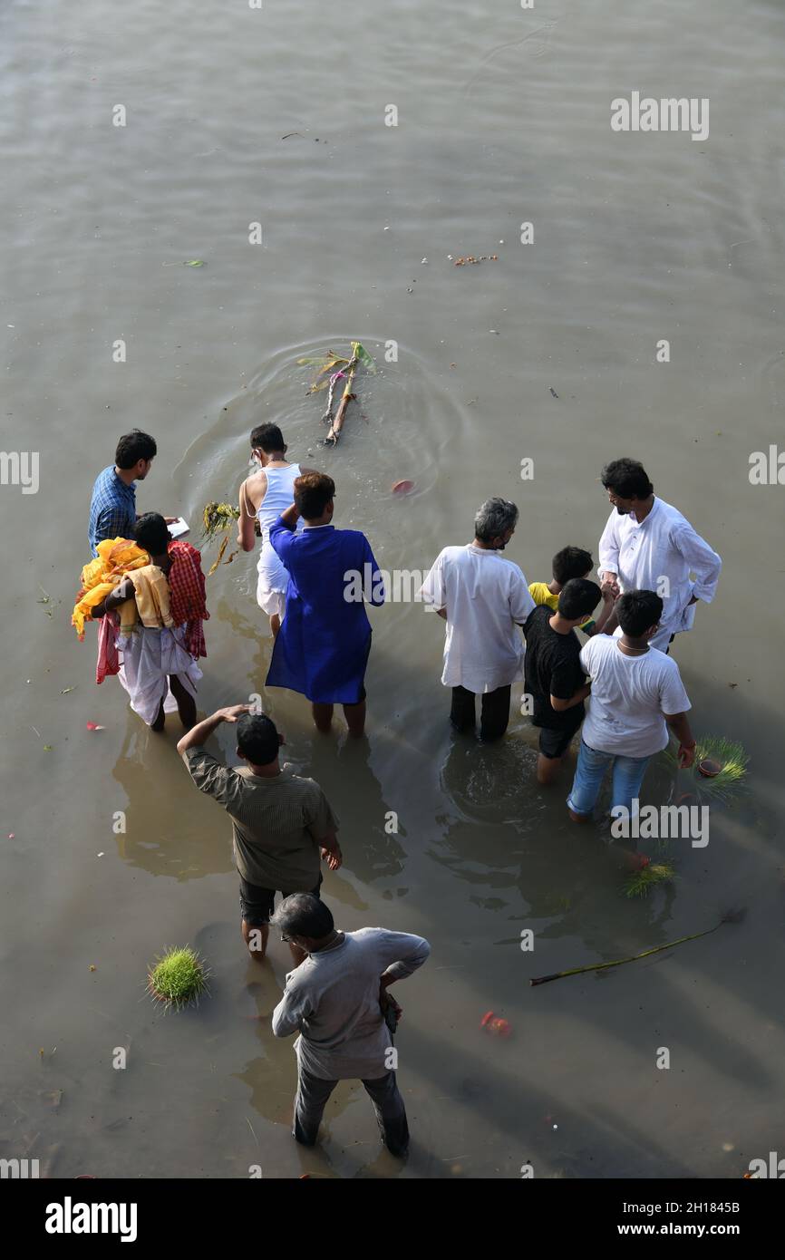 Rituals of the Durga idol immersion ceremony after the end of Durga ...