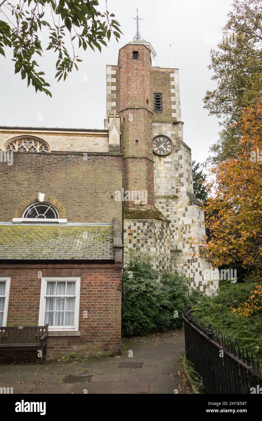 Church tower of St Mary the Virgin parish church, Mortlake, London ...