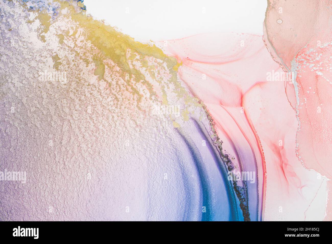 Aabstract fluid art painting in alcohol ink technique, mixture blue ...