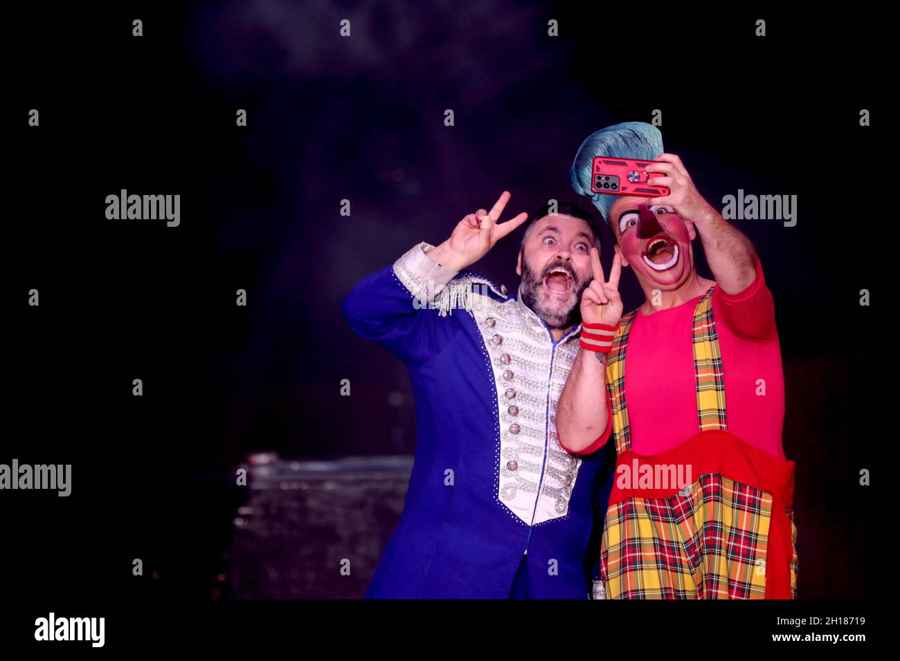 Ringmaster Tom Duffy with Otto the clown during the Celtic Voyage ...