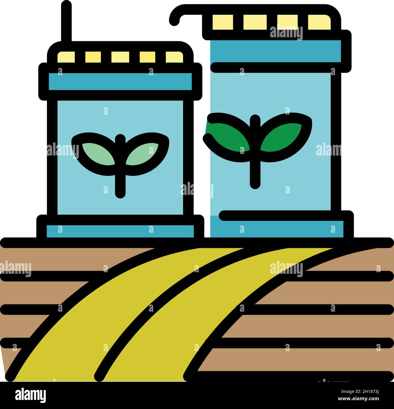 Eco smart factory icon. Outline eco smart factory vector icon color ...