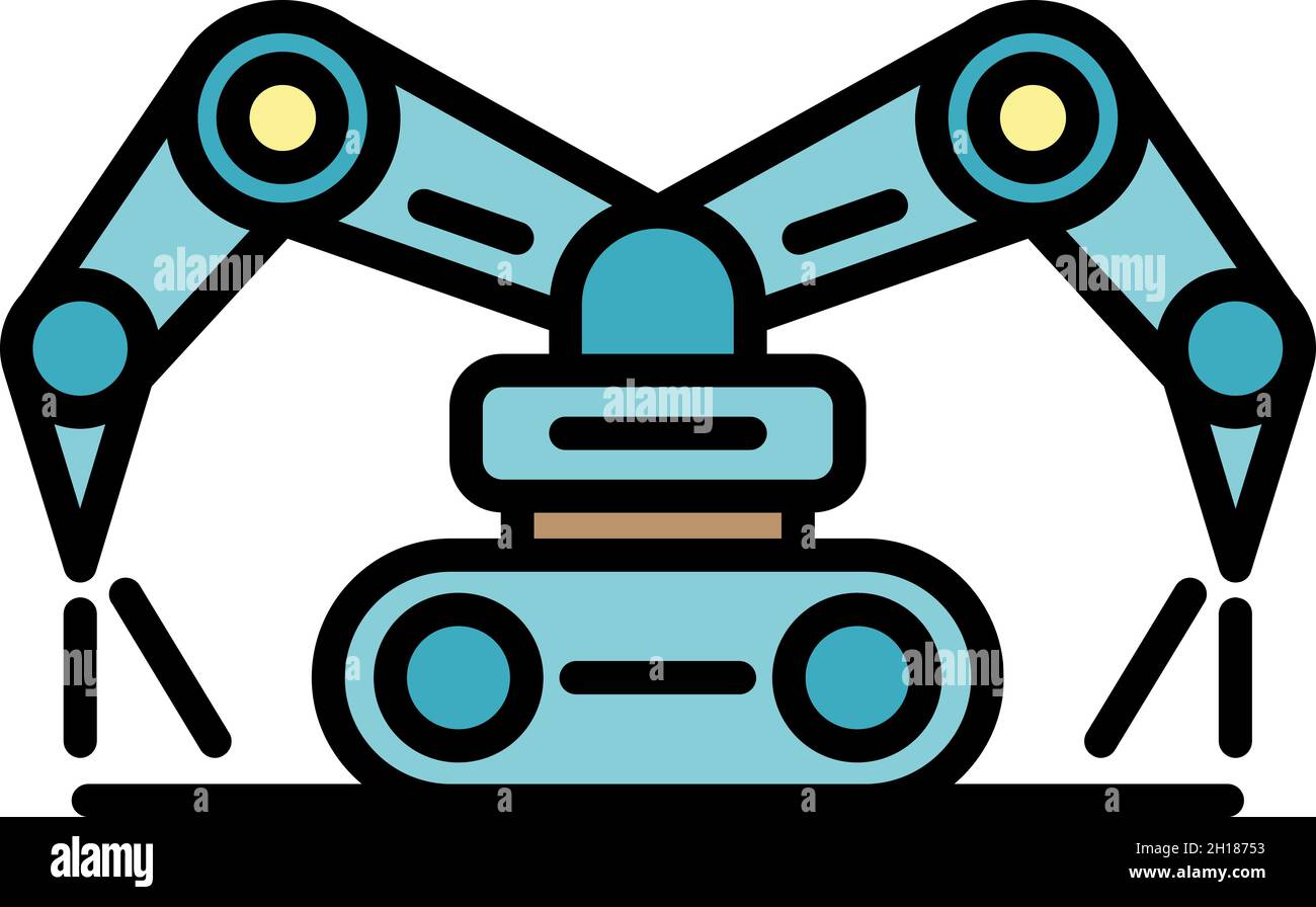 Robot farm working icon. Outline robot farm working vector icon color ...