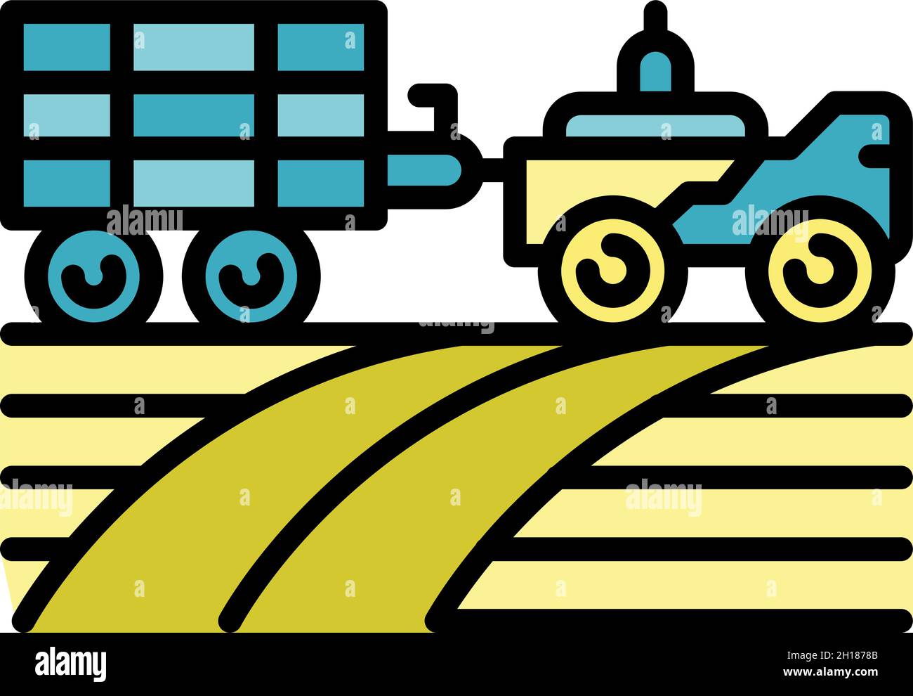 Farming tractor icon. Outline farming tractor vector icon color flat ...