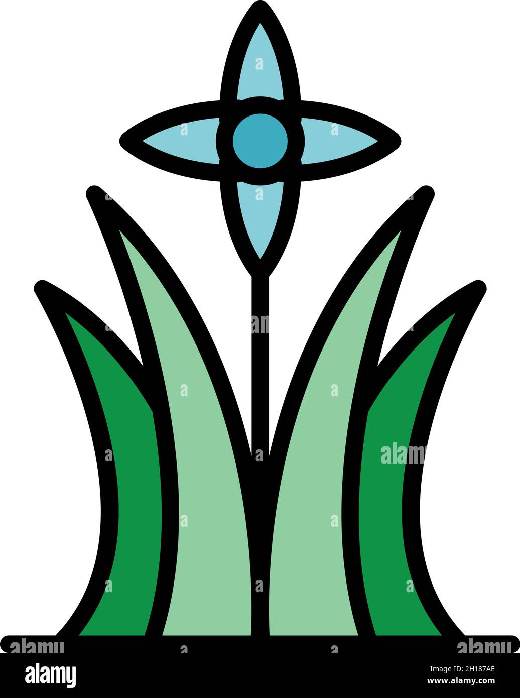 Smart grow grass icon. Outline smart grow grass vector icon color flat ...