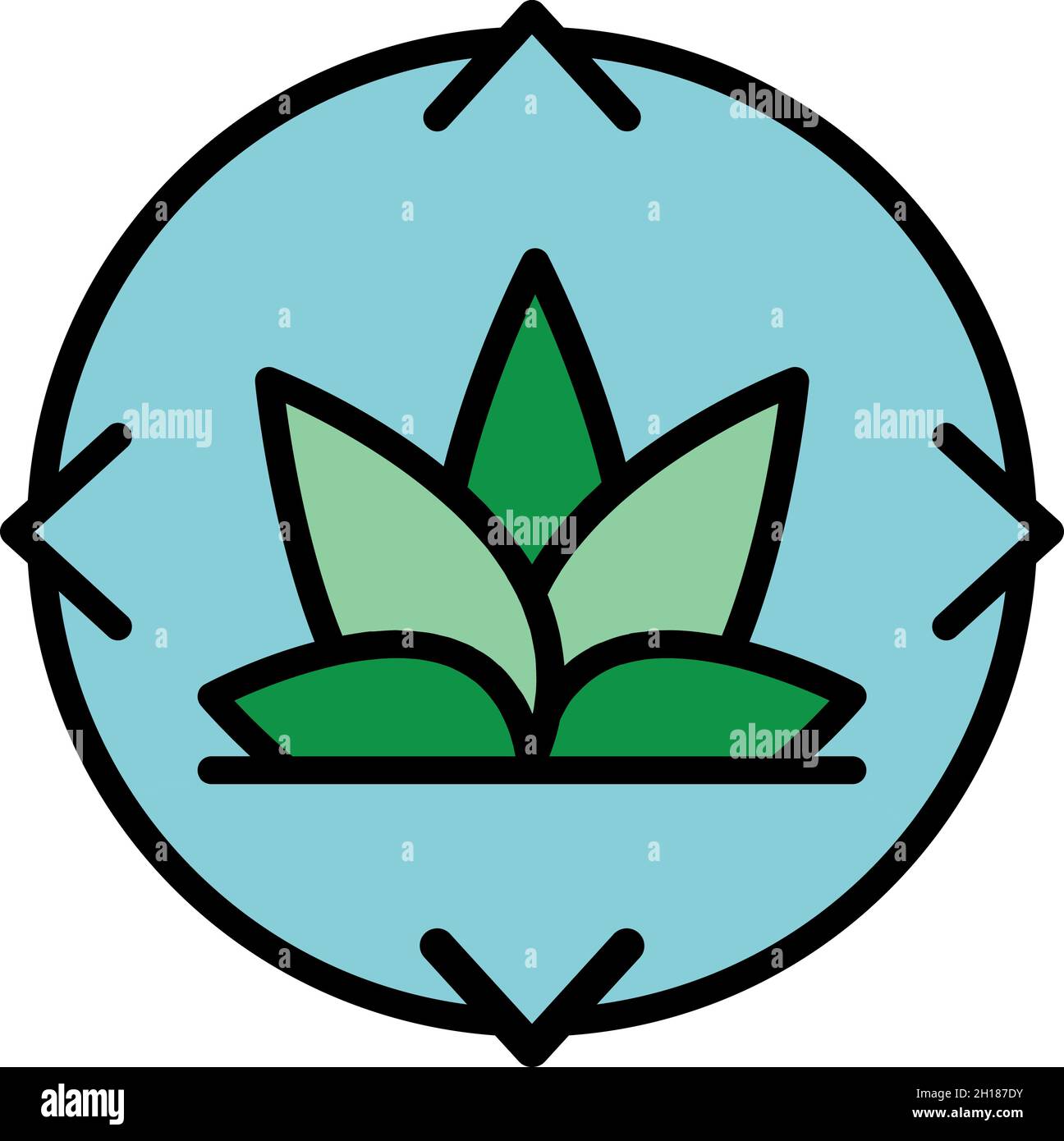 Eco plant target icon. Outline eco plant target vector icon color flat ...