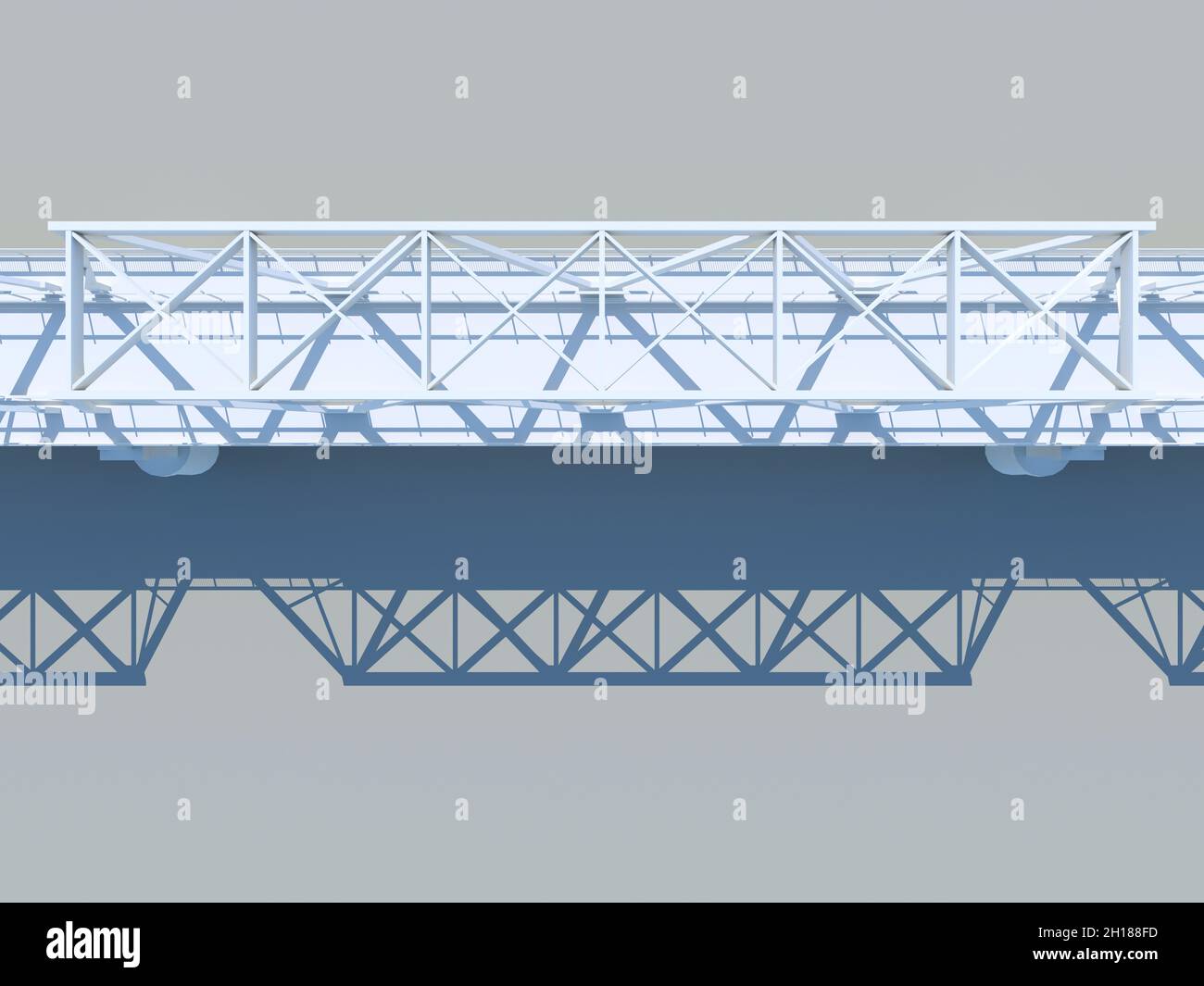 Modern truss bridge model over gray background, top view, 3d rendering ...