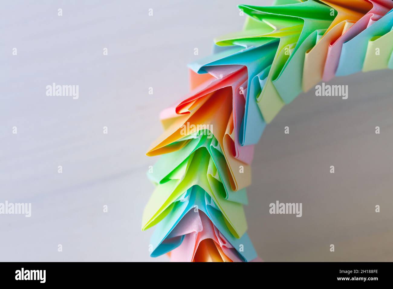 Origami ring fragment, abstract parametric structure made of colorful ...