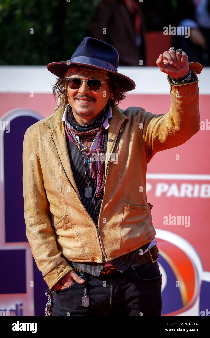 Rome, Italy - October 17, 2021: Johnny Depp walk red carpet at the Rome ...