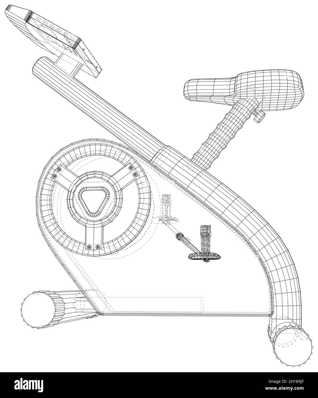 Bicycle fitness. Wire-frame Outline Drawing Motorbike. Vector created ...