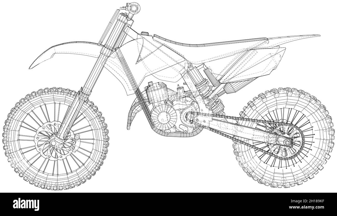 Motorcycle. EPS10 format. Wire-frame Vector created of 3d Stock Vector ...