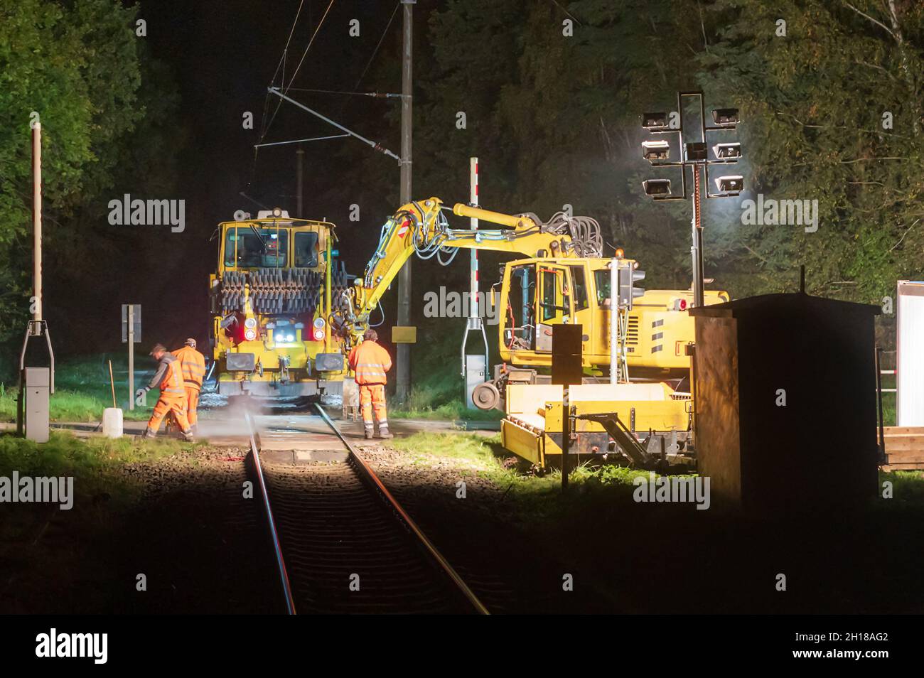 Track construction work often takes place at night when no passenger ...