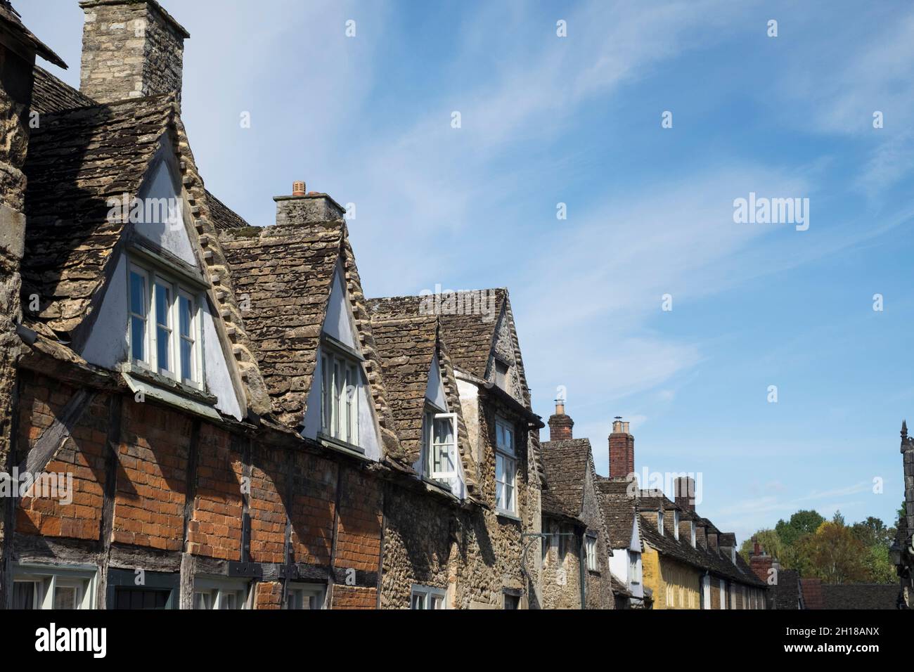 Autumn views of cottages in the historical Wiltshire village Lacock ...