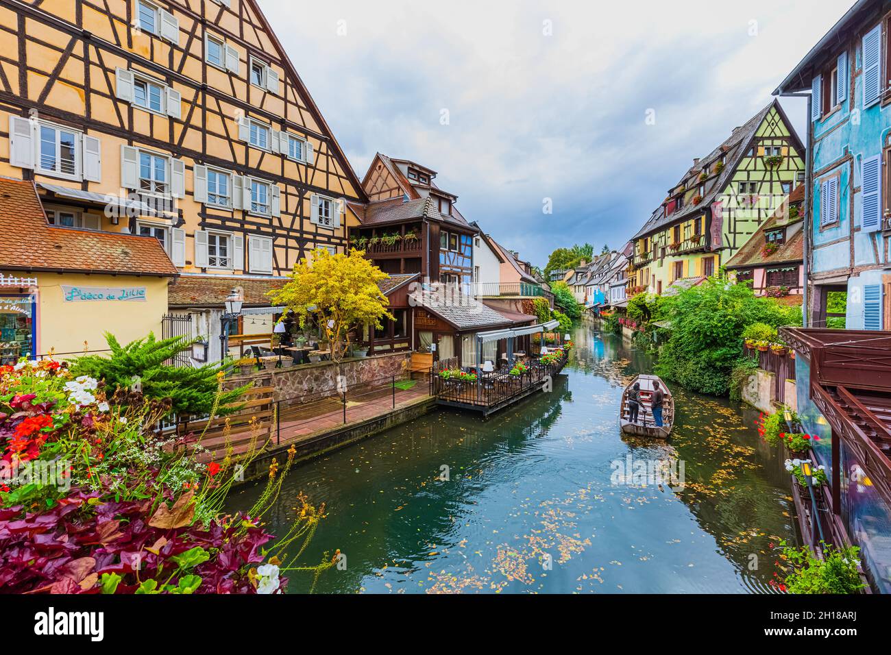 Colmar with his traditional colorful half-timbered houses in the Alsace ...