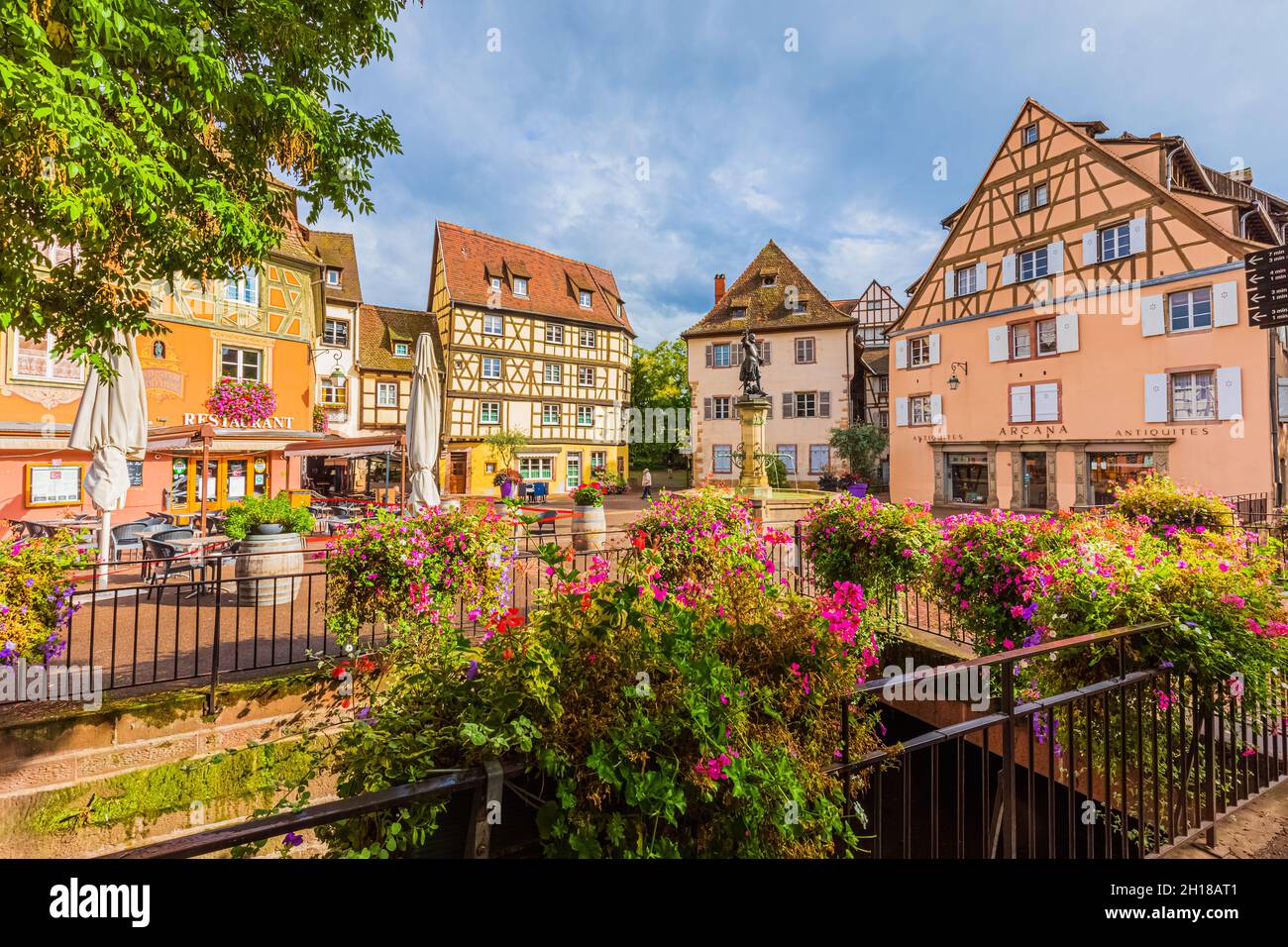 Colmar with his traditional colorful half-timbered houses in the Alsace ...