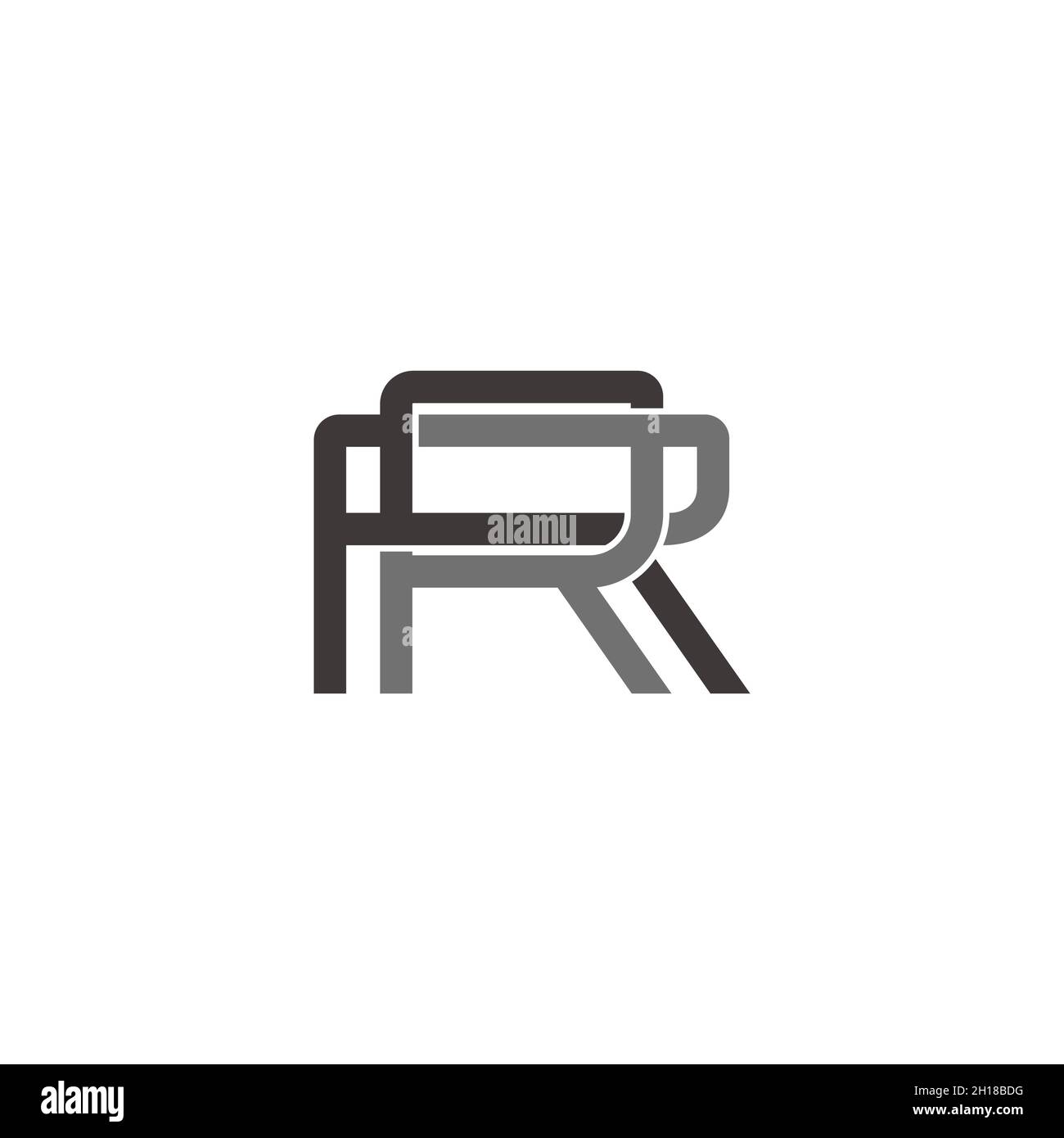 letter rr flat colorful overlapping simple geometric logo vector Stock ...