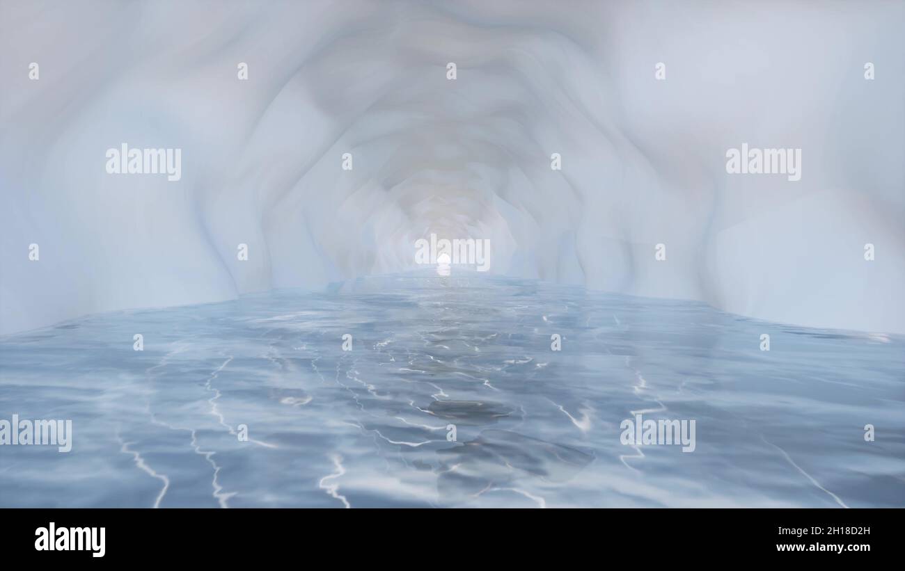 Water cave white in 3d style Majestic winter landscape Nature ...