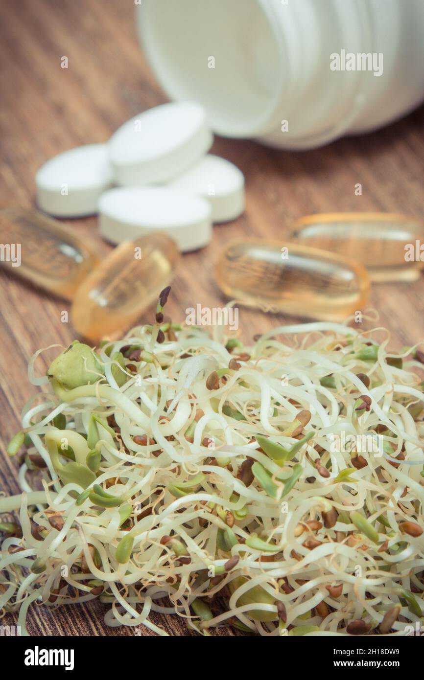 Fresh sprouts as source natural vitamins and tablets supplements ...