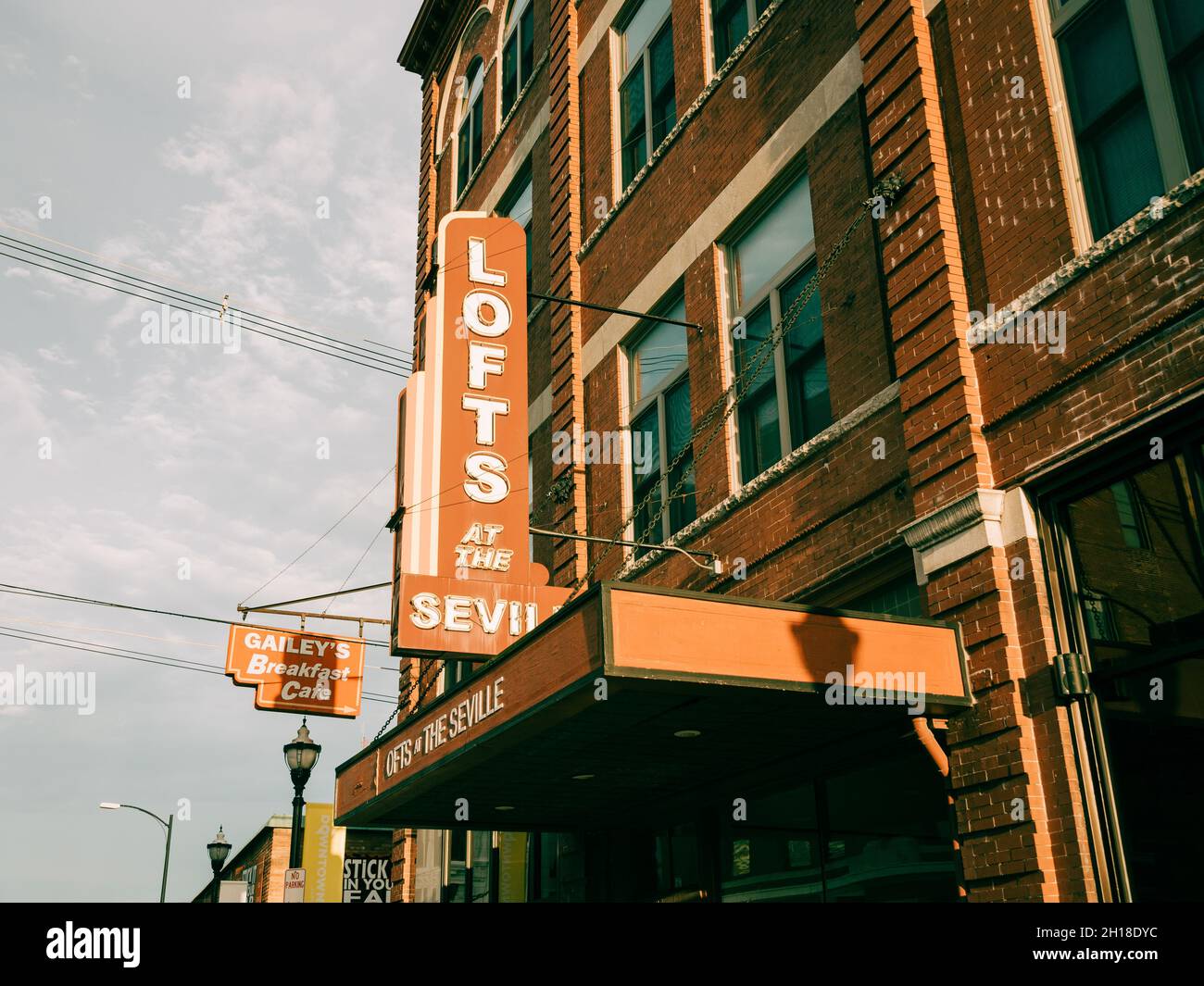 Lofts at the Seville vintage sign, in Springfield, Missouri Stock Photo ...