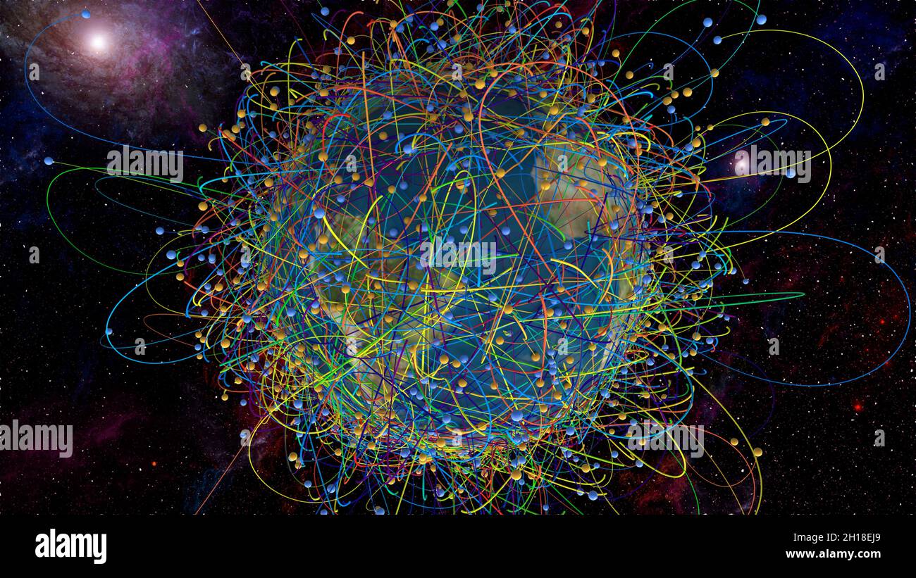 3d rendering. Planet earth and connections Stock Photo - Alamy