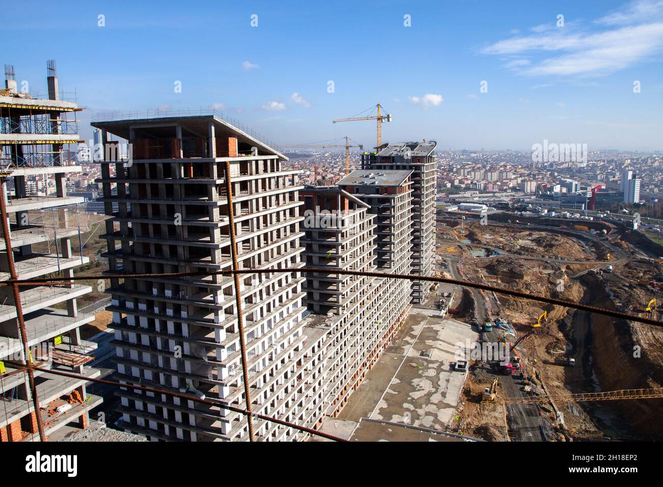 Istanbul,Turkey - 02-01-2013:Unfinished cement building view at a ...