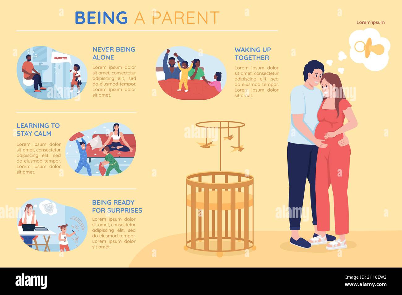 Being a parent flat color vector infographic template Stock Vector ...