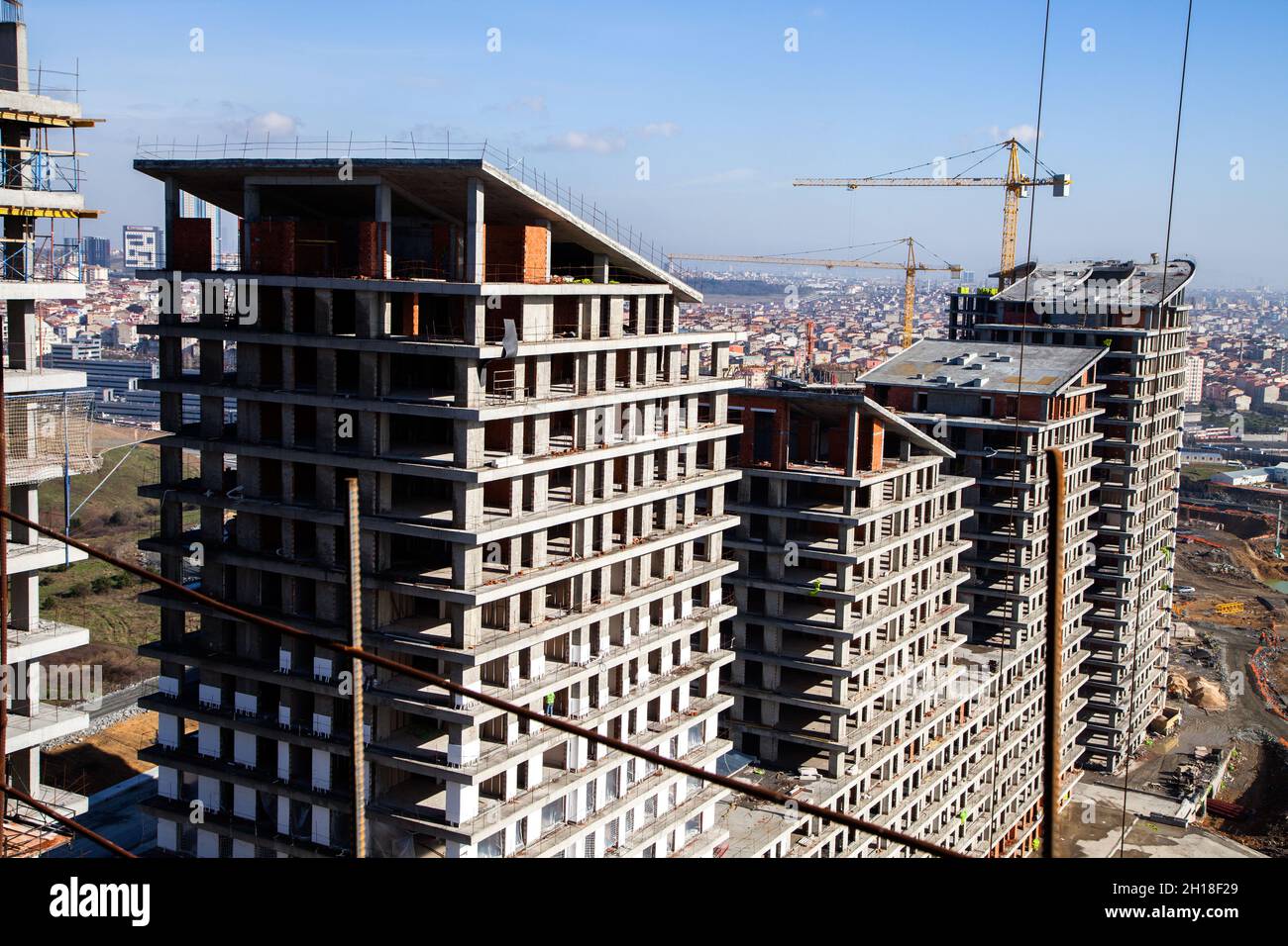 Istanbul,Turkey - 02-01-2013:Unfinished cement building view at a ...