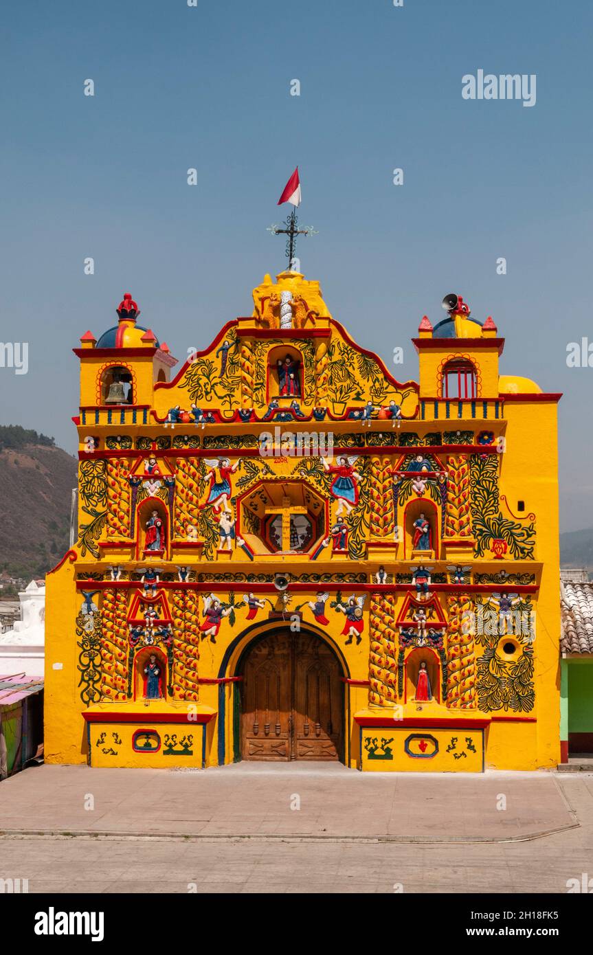 The colorfully decorated church of San Andres Xecul. San Andres Xecul ...