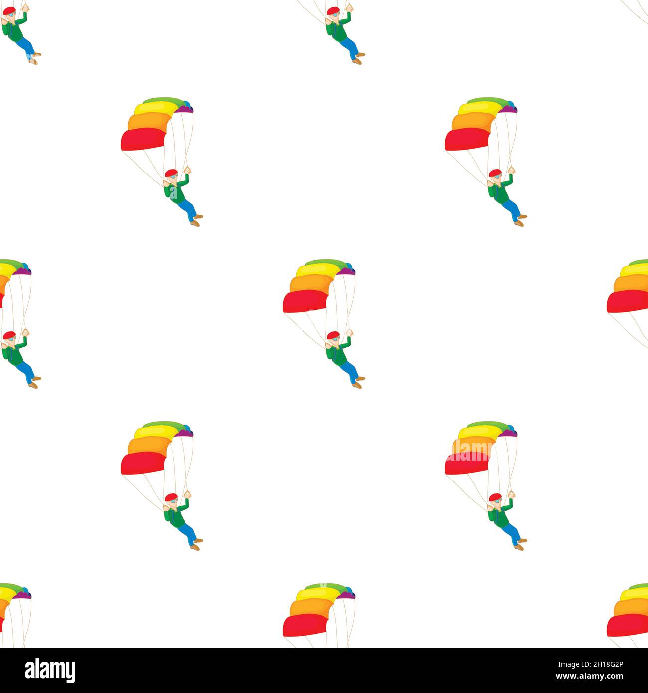 Skydiver with parachute open pattern seamless background texture repeat ...