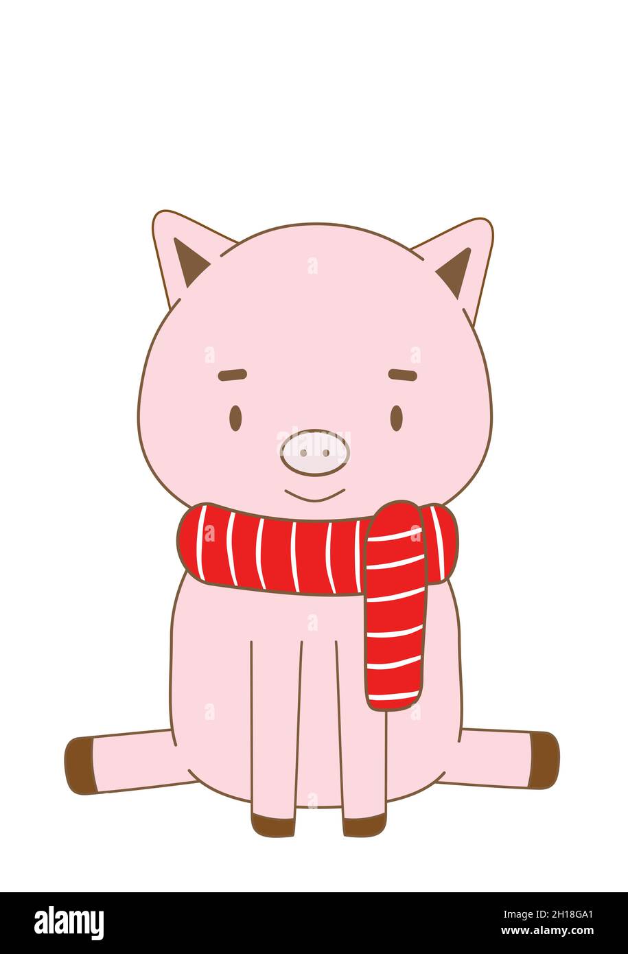 cute pig in scarf isolated on white background Stock Vector Image & Art ...