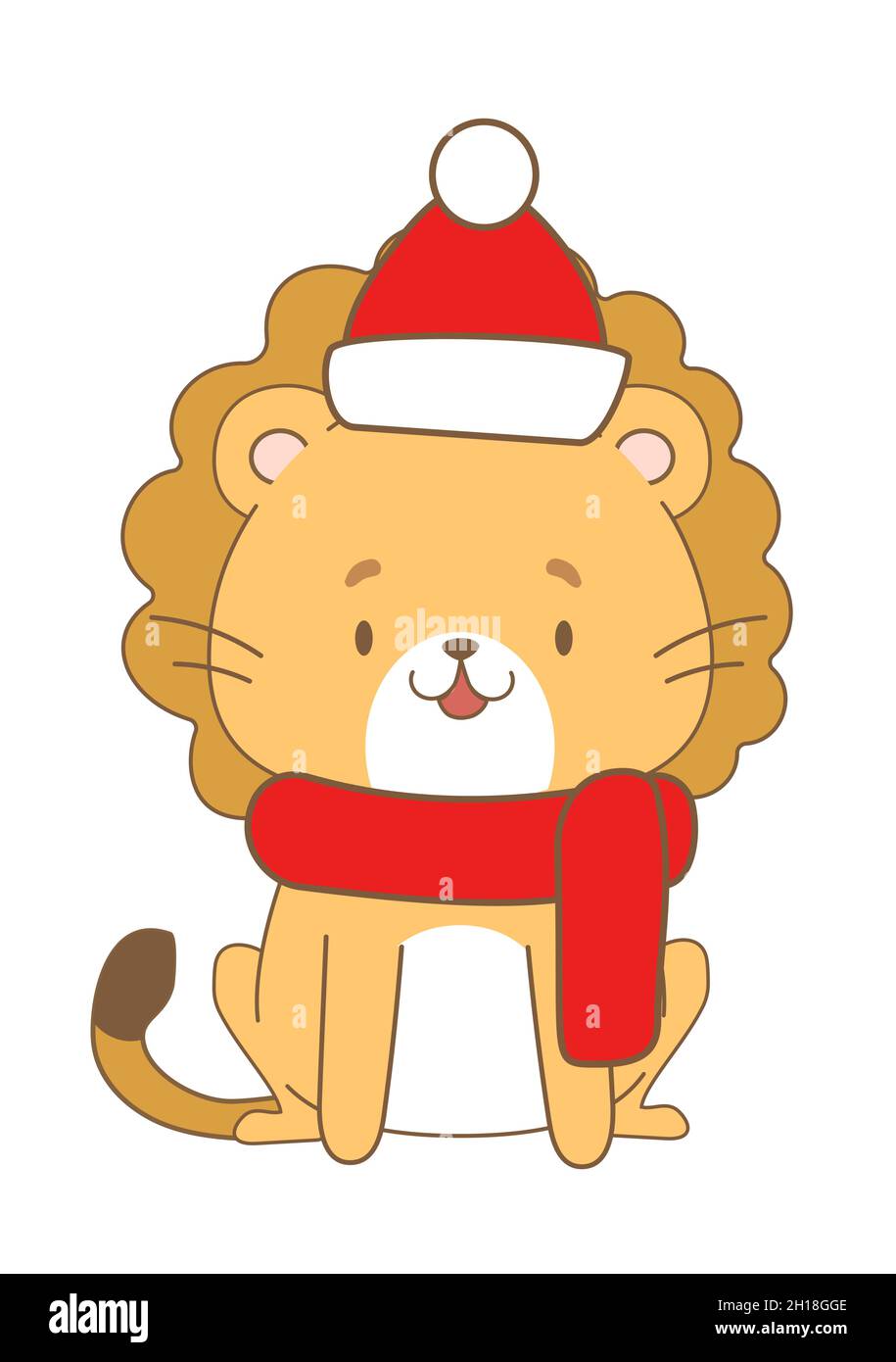 Lion in red cap isolated on white background Stock Vector Image & Art ...
