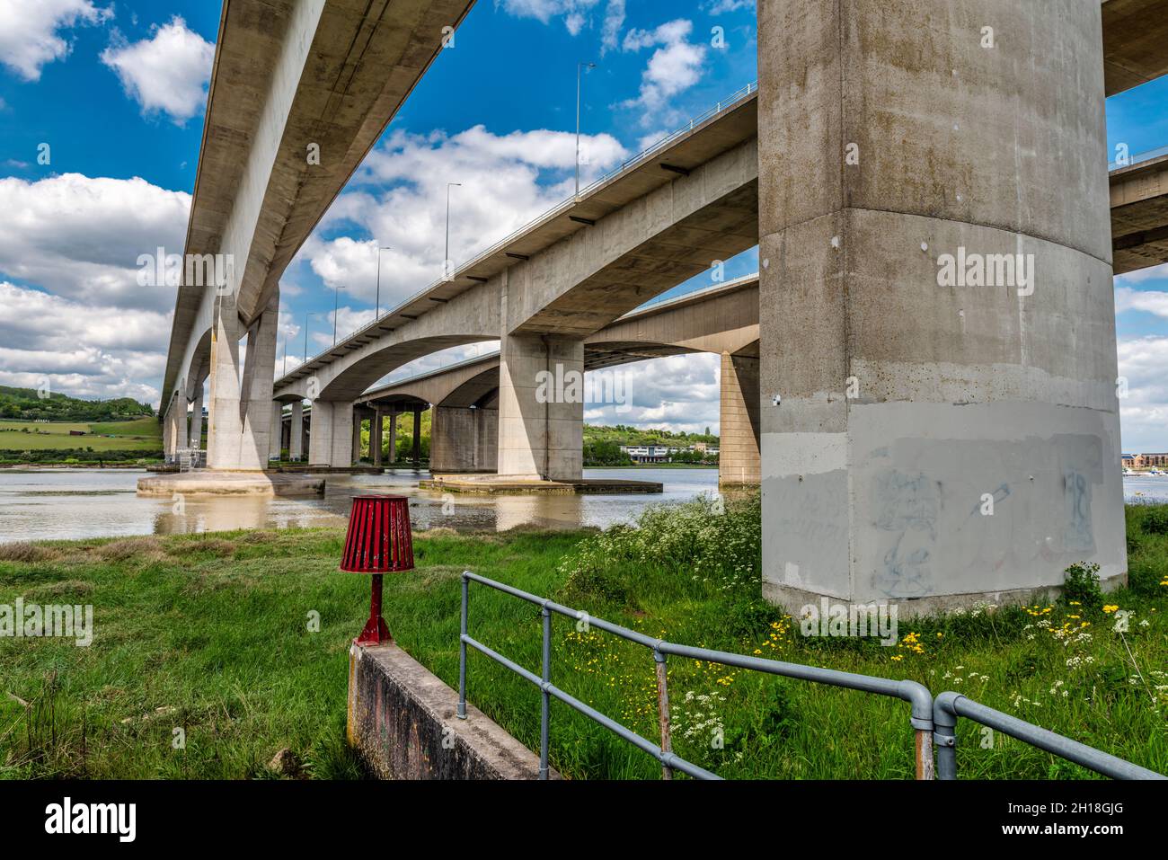 Medway Bridge and the River Medway near Rochester in Kent, England ...