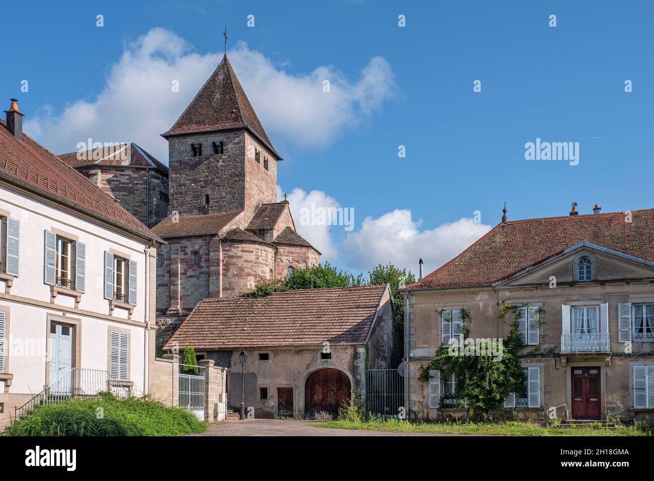 Exterior architecture of a Catholic church in a village in France Stock ...