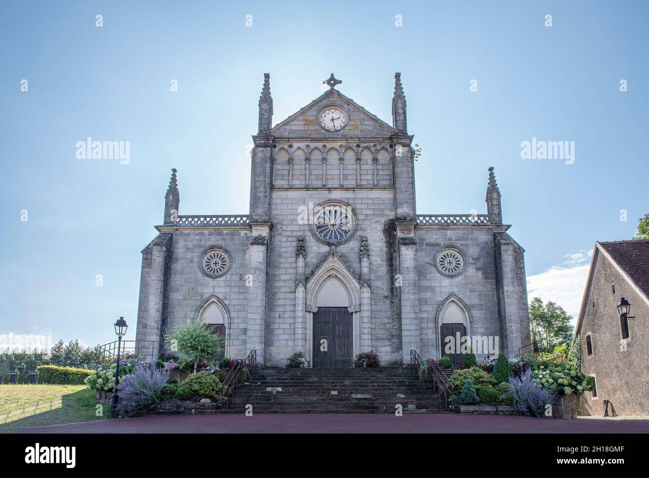 Exterior architecture of a Catholic church in a village in France Stock ...