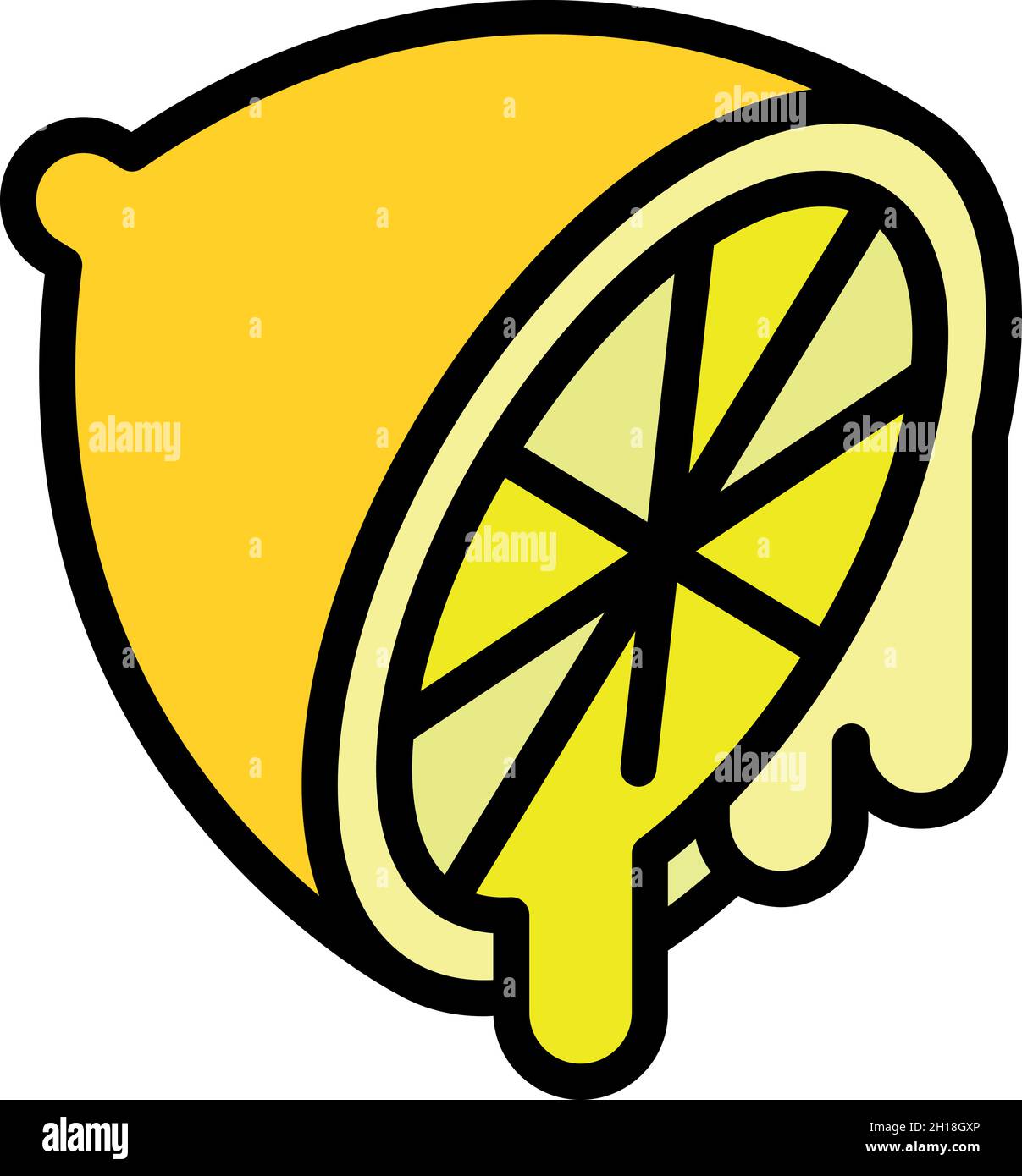 Half a lemon icon. Outline half a lemon vector icon color flat isolated ...