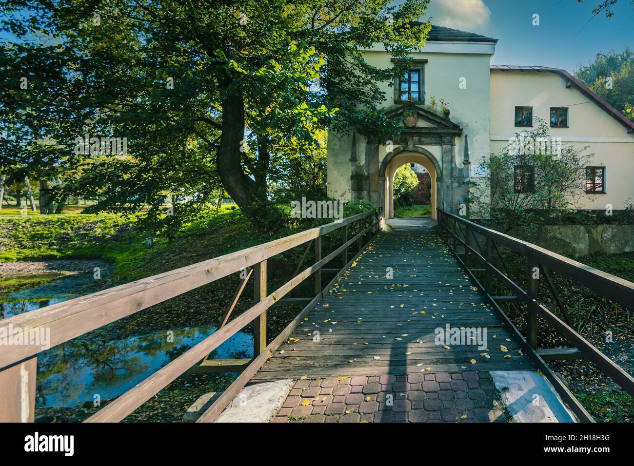 A historic castle in central Poland, in the village of Modliszewice ...
