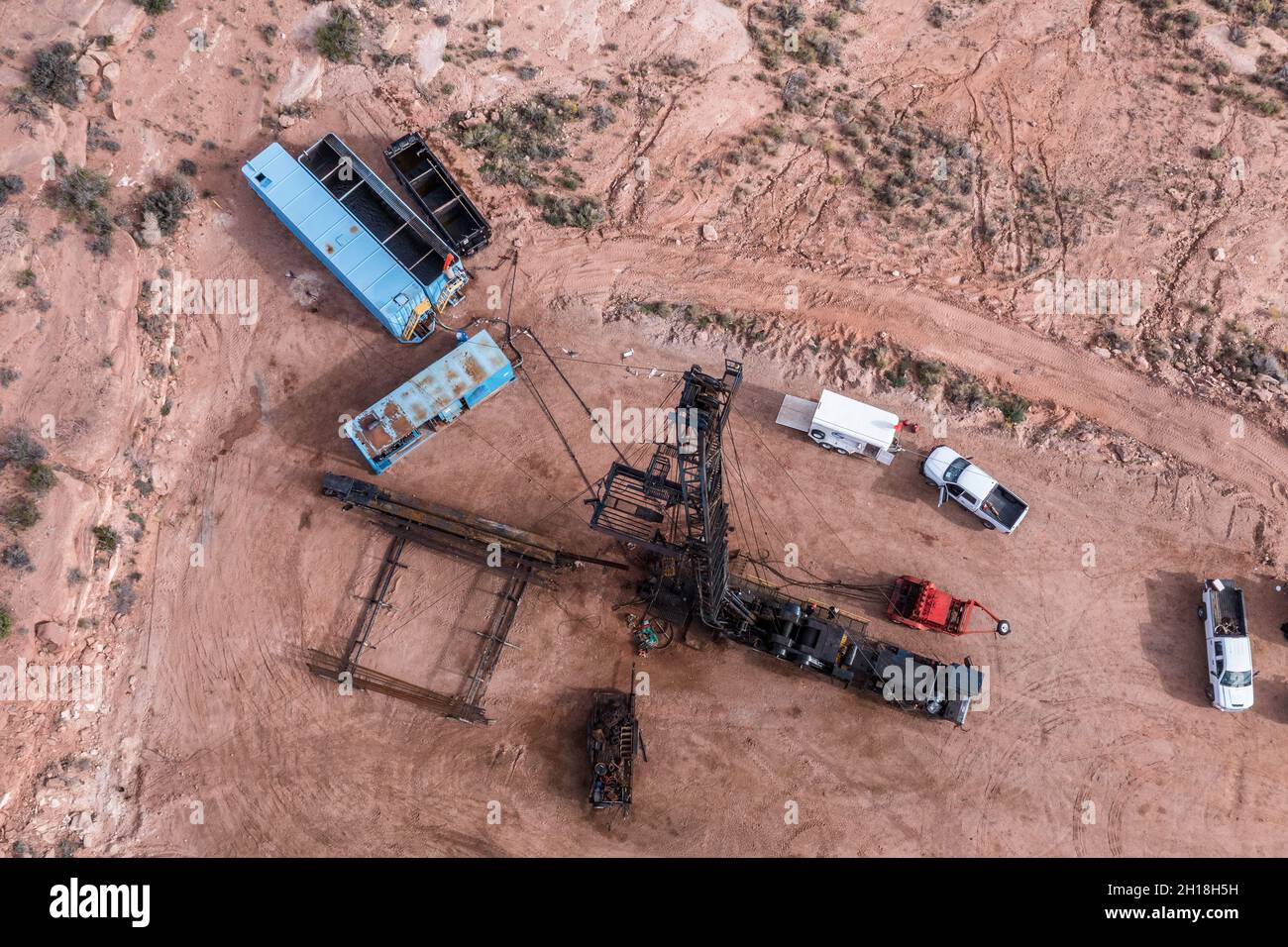 A pulling unit or workover rig providing maintenance on an oil well in ...