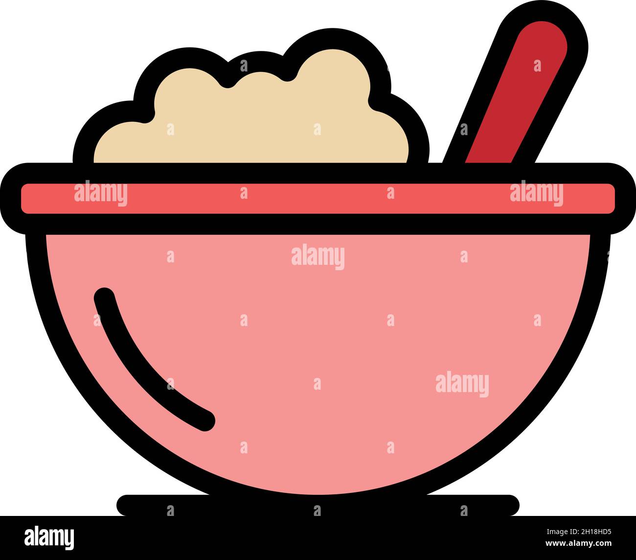 Kid food bowl icon. Outline kid food bowl vector icon color flat ...