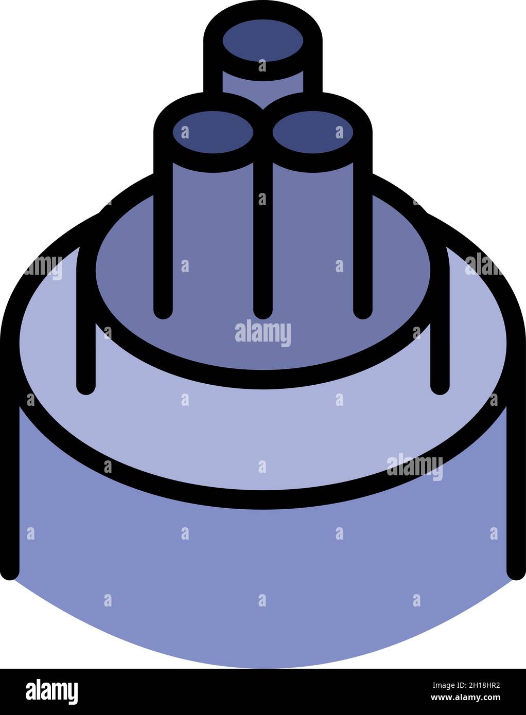 Three core cable icon. Outline three core cable vector icon color flat ...