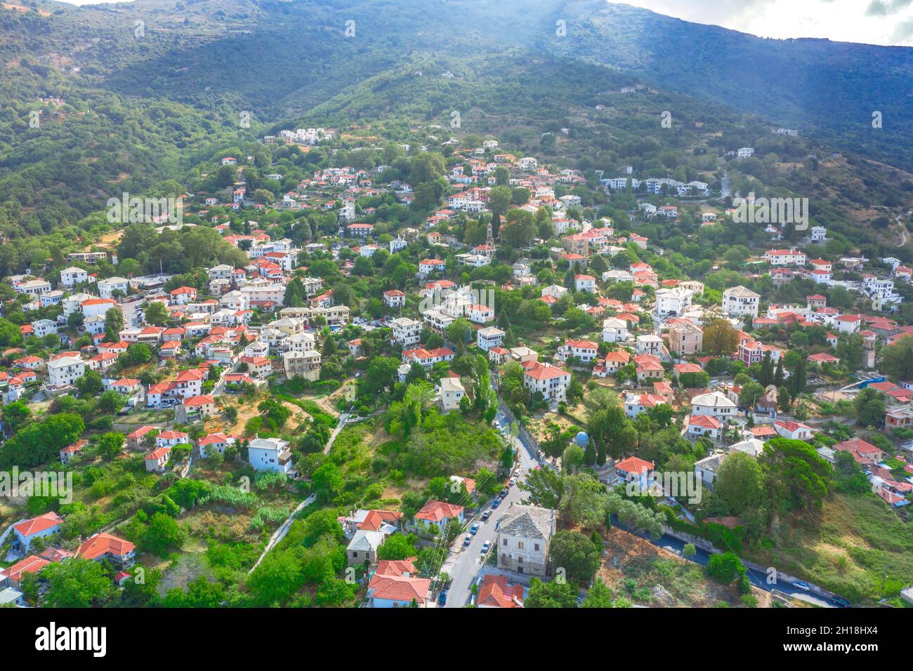 Traditional greek village of Makrinitsa on Pelion mountain in central ...